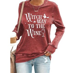 sutcay witch way to the wine shirt halloween witch sweatshirt halloween wine shirt wine drinker gift halloween shirts witchy gifts graphic sweatshirt witch way to the wine halloween shirt