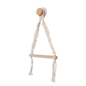 Vintage Rope Towel Holder No Punching Wall Mounted Wide Application Space Saving Eco Friendly with Wooden Rod for Bathroom Kitchen