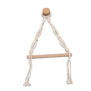 Vintage Rope Towel Holder No Punching Wall Mounted Wide Application Space Saving Eco Friendly with Wooden Rod for Bathroom Kitchen