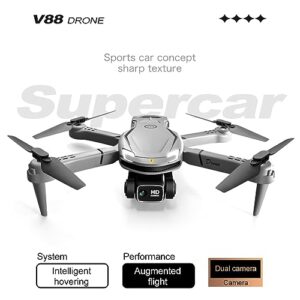 Drone with Dual 4k Wide Angle HD Wifi Camera Remote Control Toys Gifts for Boys Girls with Altitude Hold Headless Mode, Add Music Zoom Function, 3-Level Flight Speed (Black)