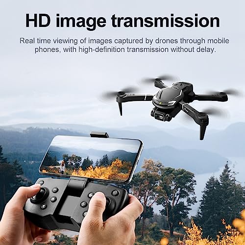 Drone with Dual 4k Wide Angle HD Wifi Camera Remote Control Toys Gifts for Boys Girls with Altitude Hold Headless Mode, Add Music Zoom Function, 3-Level Flight Speed (Black)