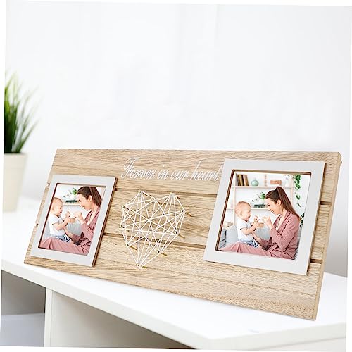 Abaodam 1 Set photo frame plant decor wood picture frames collage frame memories pictures holder Desktop grandparents picture frames Stainless steel white Tabletop Photo Holder wooden card