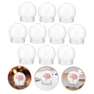 Plastic Snow Globe 20 pcs Craft DIY Base Moss Multi-use Cake Clear Terrarium with Transparent Holiday Display Gift Screw Case Customization Cover Prop Mini Home Art Snow Globe