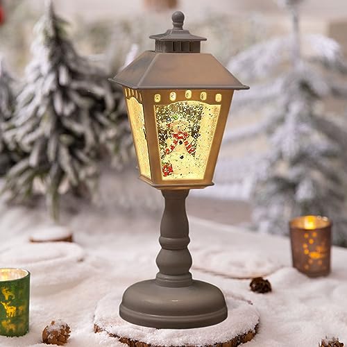 GYMNASTIKA Christmas Snow Globe Candles Light Battery Operated Spooky Led Musical Snow Globe Lantern Hanging LED Spinning Water Glittering Snowman Lamp Spinning Water Glittering Snowman Christmas