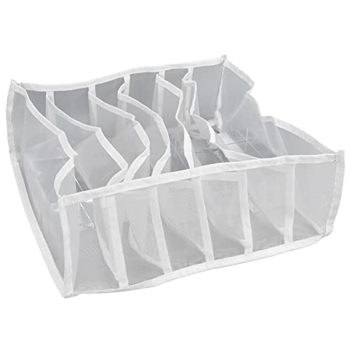 KJAOYU Sock Underwear Organizer Dividers Underwear Storage Box Breathable Foldable Multiple Cells Drawer Organizer for Bras Socks7 Cells (6 grids)