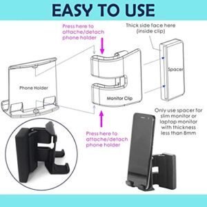 WANGBANG Cellphone Mount for Laptop, Cell Phone Stand Smart Phone Dock Mobile mounts Phone Clip for Monitor Screen