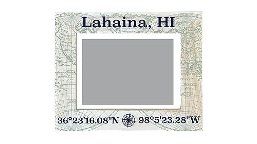 R and R Imports Lahaina Hawaii Souvenir Wooden Photo Frame Compass Coordinates Design Matted to 4 x 6