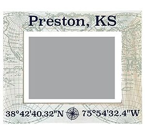 R and R Imports Preston Kansas Souvenir Wooden Photo Frame Compass Coordinates Design Matted to 4 x 6