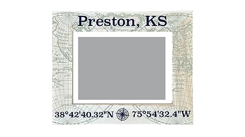 R and R Imports Preston Kansas Souvenir Wooden Photo Frame Compass Coordinates Design Matted to 4 x 6