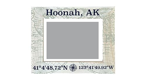 R and R Imports Hoonah Alaska Souvenir Wooden Photo Frame Compass Coordinates Design Matted to 4 x 6