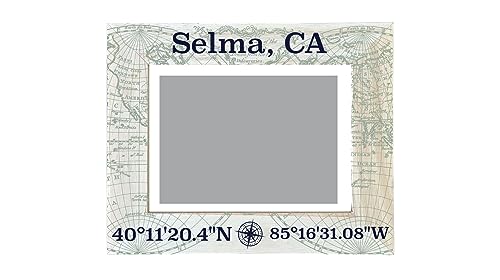 R and R Imports Selma California Souvenir Wooden Photo Frame Compass Coordinates Design Matted to 4 x 6