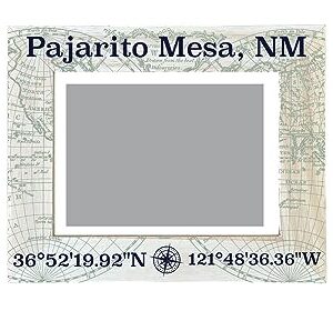 R and R Imports Pajarito Mesa New Mexico Souvenir Wooden Photo Frame Compass Coordinates Design Matted to 4 x 6