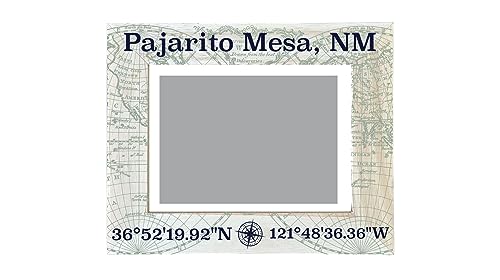 R and R Imports Pajarito Mesa New Mexico Souvenir Wooden Photo Frame Compass Coordinates Design Matted to 4 x 6