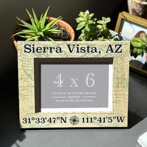 R and R Imports Pajarito Mesa New Mexico Souvenir Wooden Photo Frame Compass Coordinates Design Matted to 4 x 6