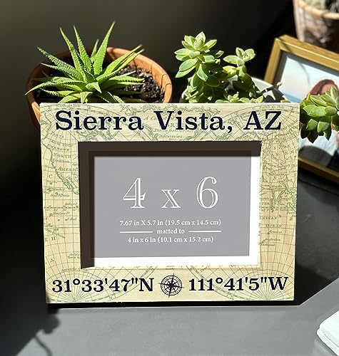 R and R Imports Pajarito Mesa New Mexico Souvenir Wooden Photo Frame Compass Coordinates Design Matted to 4 x 6