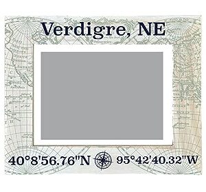 R and R Imports Verdigre Nebraska Souvenir Wooden Photo Frame Compass Coordinates Design Matted to 4 x 6