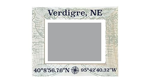 R and R Imports Verdigre Nebraska Souvenir Wooden Photo Frame Compass Coordinates Design Matted to 4 x 6