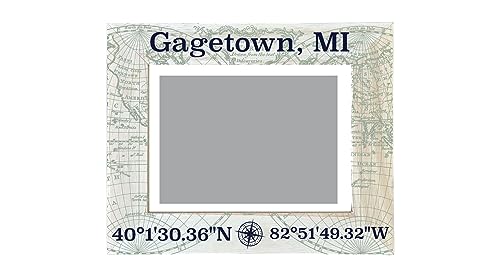 R and R Imports Gagetown Michigan Souvenir Wooden Photo Frame Compass Coordinates Design Matted to 4 x 6