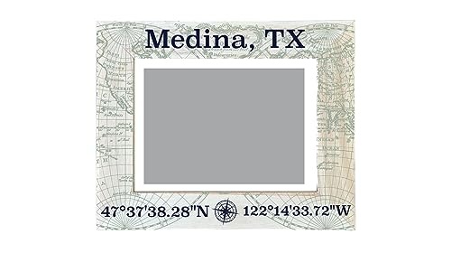 R and R Imports Medina Texas Souvenir Wooden Photo Frame Compass Coordinates Design Matted to 4 x 6