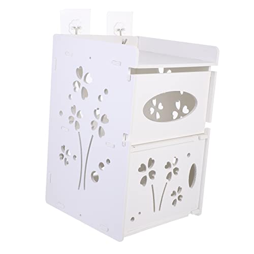 DOITOOL Tissue Box Rack Paper Towel Mount Wall Mounted Paper Towel Roll Holder Makeup Organizer Box Wall Mount Shelves Toilet Tissue Roll Holders Wall Mount Toilet Paper Roll Holder Desk