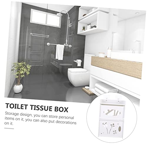 DOITOOL Tissue Box Rack Paper Towel Mount Wall Mounted Paper Towel Roll Holder Makeup Organizer Box Wall Mount Shelves Toilet Tissue Roll Holders Wall Mount Toilet Paper Roll Holder Desk