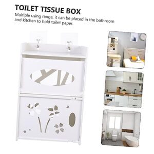 DOITOOL Tissue Box Rack Paper Towel Mount Wall Mounted Paper Towel Roll Holder Makeup Organizer Box Wall Mount Shelves Toilet Tissue Roll Holders Wall Mount Toilet Paper Roll Holder Desk