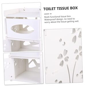 DOITOOL Tissue Box Rack Paper Towel Mount Wall Mounted Paper Towel Roll Holder Makeup Organizer Box Wall Mount Shelves Toilet Tissue Roll Holders Wall Mount Toilet Paper Roll Holder Desk