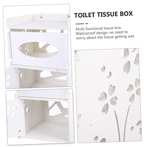 DOITOOL Tissue Box Rack Paper Towel Mount Wall Mounted Paper Towel Roll Holder Makeup Organizer Box Wall Mount Shelves Toilet Tissue Roll Holders Wall Mount Toilet Paper Roll Holder Desk