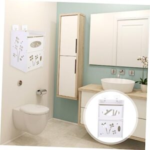 DOITOOL Tissue Box Rack Paper Towel Mount Wall Mounted Paper Towel Roll Holder Makeup Organizer Box Wall Mount Shelves Toilet Tissue Roll Holders Wall Mount Toilet Paper Roll Holder Desk