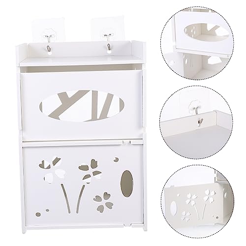 DOITOOL Tissue Box Rack Paper Towel Mount Wall Mounted Paper Towel Roll Holder Makeup Organizer Box Wall Mount Shelves Toilet Tissue Roll Holders Wall Mount Toilet Paper Roll Holder Desk