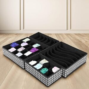 Underwear Drawer Organizers, Set of 4 Closet Organizer Divider, Foldable Fabric Dresser Storage Box for Bra, Handkerchiefs, Ties, Undergarment, Belt, Panties, Socks