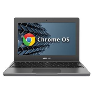 asus chromebook yz182 rugged student laptop, 11.6" hd anti-glare display, intel celeron n5100, 8gb lpddr4x ram, 32gb emmc, webcam, wifi 6, bluetooth, chrome os, dark gray