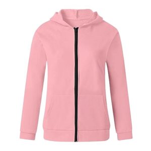 TMICOS Women's Cute Hoodies Teen Girl Fall Jacket Zip Up Y2K Sweatshirts Blouse Zip Up Hoodie Women Oversized Cropped Fleece Pullover Buffalo Sweatshirt Women Spring Fashion Clothing For Women Pink