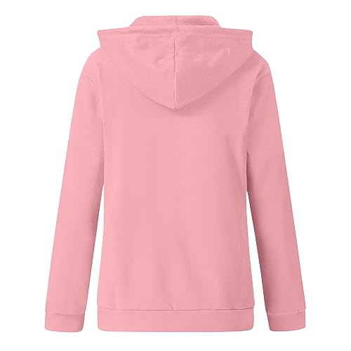 TMICOS Women's Cute Hoodies Teen Girl Fall Jacket Zip Up Y2K Sweatshirts Blouse Zip Up Hoodie Women Oversized Cropped Fleece Pullover Buffalo Sweatshirt Women Spring Fashion Clothing For Women Pink