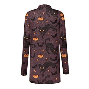 Halloween Cardigan for Women Fall Outfits for Women 2023 Trendy Womens Plus Size Open Front Cardigan Sweaters Fall Fashion Lightweight Jacket Comfy Outwear Sales Today Clearance(H Coffee,XX-Large)