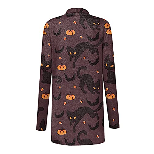 Halloween Cardigan for Women Fall Outfits for Women 2023 Trendy Womens Plus Size Open Front Cardigan Sweaters Fall Fashion Lightweight Jacket Comfy Outwear Sales Today Clearance(H Coffee,XX-Large)