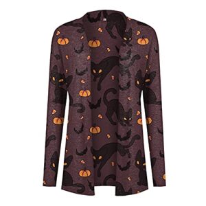 Halloween Cardigan for Women Fall Outfits for Women 2023 Trendy Womens Plus Size Open Front Cardigan Sweaters Fall Fashion Lightweight Jacket Comfy Outwear Sales Today Clearance(H Coffee,XX-Large)