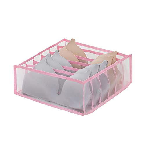 [US Warehouse] Farinull Drawer Underwear Organizer Dividers, Nylon Foldable Wardrobe Organizers and Storage Boxes for Lingerie, Bra, Socks, Underwear, Ties, Scarves, 3 Styles (3pcs-Pink)