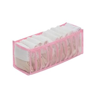 [US Warehouse] Farinull Drawer Underwear Organizer Dividers, Nylon Foldable Wardrobe Organizers and Storage Boxes for Lingerie, Bra, Socks, Underwear, Ties, Scarves, 3 Styles (3pcs-Pink)