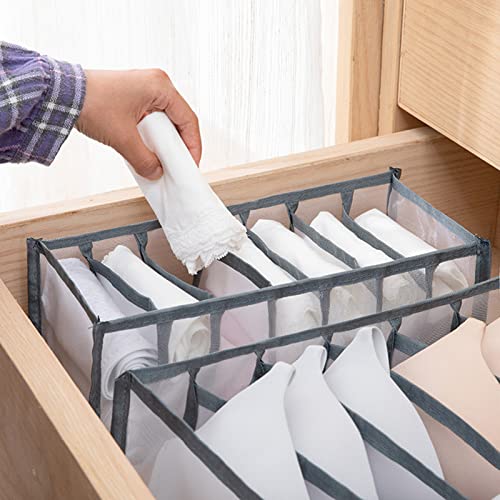 [US Warehouse] Farinull Drawer Underwear Organizer Dividers, Nylon Foldable Wardrobe Organizers and Storage Boxes for Lingerie, Bra, Socks, Underwear, Ties, Scarves, 3 Styles (3pcs-Pink)