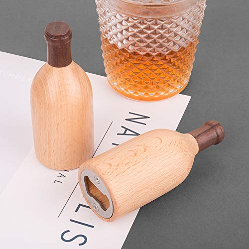 ANACRO Bottle Openers, Home Beer Bottle Opener, with Magnetic Wooden Kitchen Bar Creative Personality of Red Wine From the Cover Unit (Color : A)