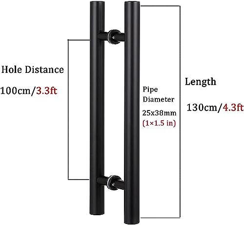 EXOGUN Barn Door Pull Handle, Door Handle Modern Double Sided H Shape Swing, Exterior Interior Barn for Glass, Wooden Gate, Shower Pulls Office (Size : 130cm/4.3ft)