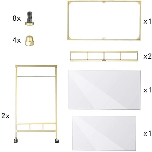 VLOBAOM Rolling Bar Cart for Home, Beverage Cart with Storage Shelf, Mobile Shelving Unit Rolling Utility Cart, Kitchen Serving Trolley,30''Dx17''Wx31''H,Gold