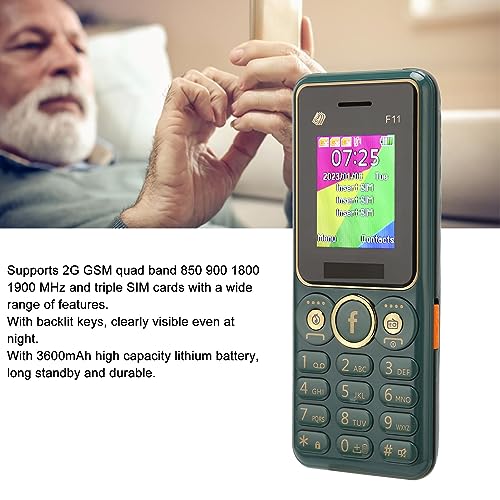 Yunseity Seniors Button Cell Phone, F11 2G GSM Unlocked Mobile Phone with SOS Button & Loud Speakers, 3600Mah Ultra Long Standby Easy to Use Cellphone with Flashlight, One Key Dialing (US