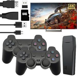 wireless retro game console,retro play game stick,nostalgia stick game,4k hdmi output,plug and play video game stick built in 12000+ games(64g)