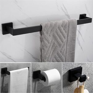 Matte Black Stainless Steel Bathroom Hardware Sets Robe Hook Towel Bar Toilet Paper Holder Bathroom Accessories Sets,Towel Rack Long Rod,one