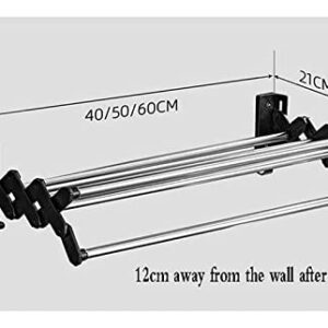 Towel BAR Rack Towel Rack Towel Holder Rails Telescopic Towel Rack - Kitchen Towel Bar Towel Rail -Extendable, Space Saving, for Wall Mounting, Stainless Steel, Black (Color : 50cm)