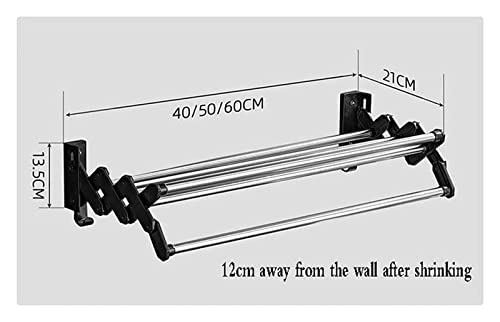 Towel BAR Rack Towel Rack Towel Holder Rails Telescopic Towel Rack - Kitchen Towel Bar Towel Rail -Extendable, Space Saving, for Wall Mounting, Stainless Steel, Black (Color : 50cm)