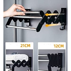 Towel BAR Rack Towel Rack Towel Holder Rails Telescopic Towel Rack - Kitchen Towel Bar Towel Rail -Extendable, Space Saving, for Wall Mounting, Stainless Steel, Black (Color : 50cm)