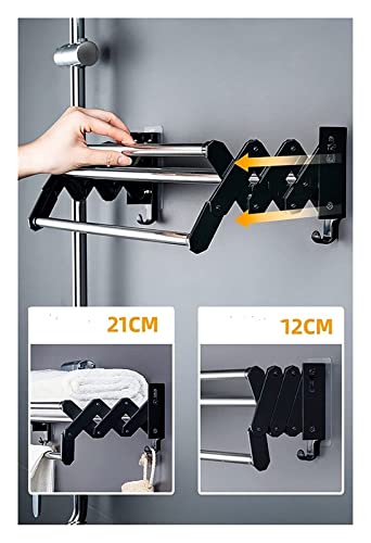 Towel BAR Rack Towel Rack Towel Holder Rails Telescopic Towel Rack - Kitchen Towel Bar Towel Rail -Extendable, Space Saving, for Wall Mounting, Stainless Steel, Black (Color : 50cm)